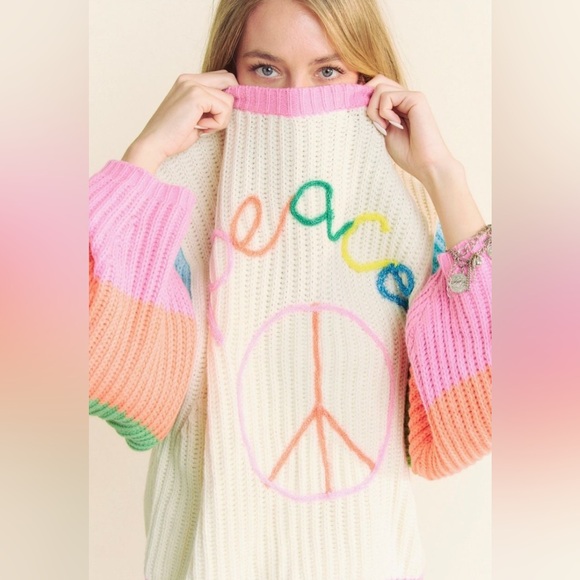 Sweaters | New Colorful Peace Sign Oversized Sweater | Poshmark